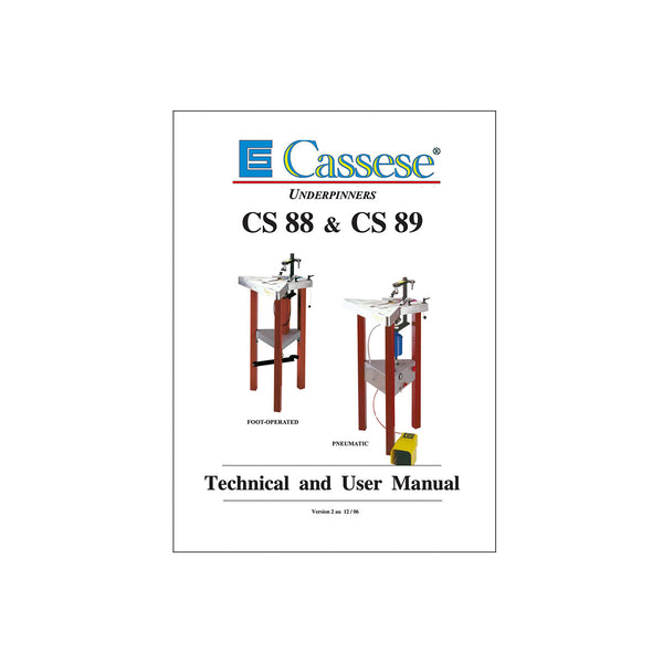Cassese Instruction Manuals - Underpinner Spares