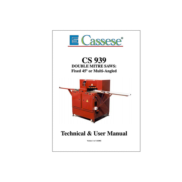 Cassese cs939 Instruction Manual - Underpinner Spares